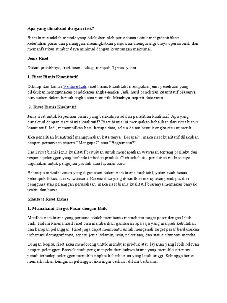 Tugas Riset Dalam Dunia Bisnis | PDF