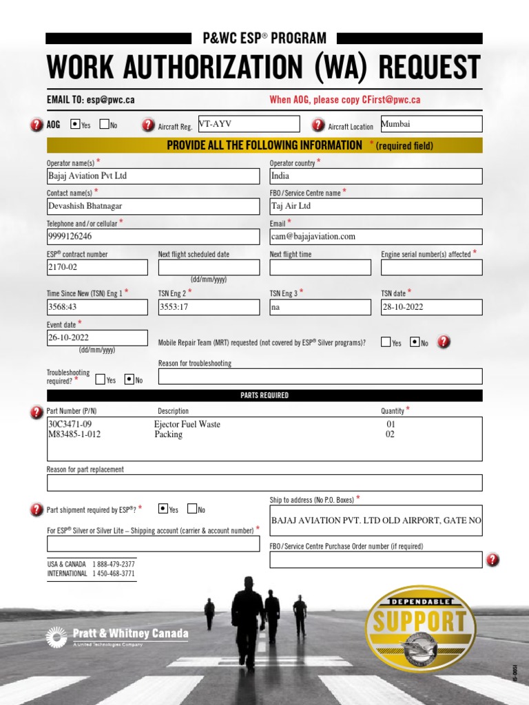 ESP WA - Req - Form | PDF | Aerospace | Aeronautics