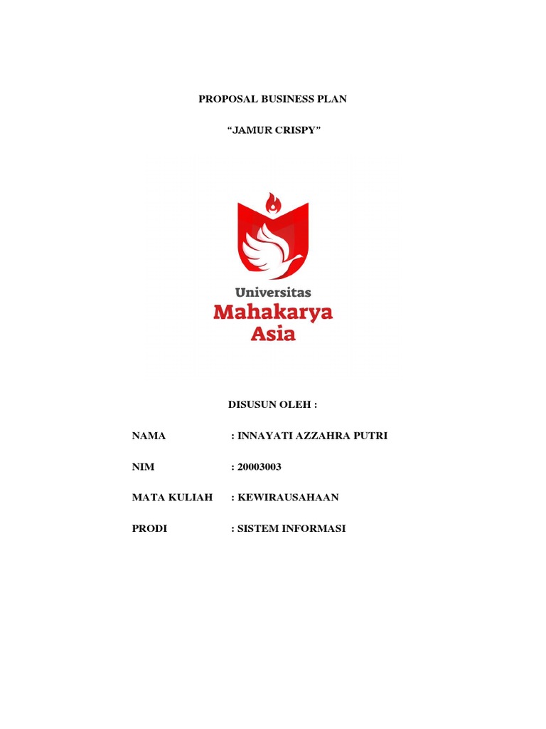 Business Plan Usaha Jamur Crispy | PDF