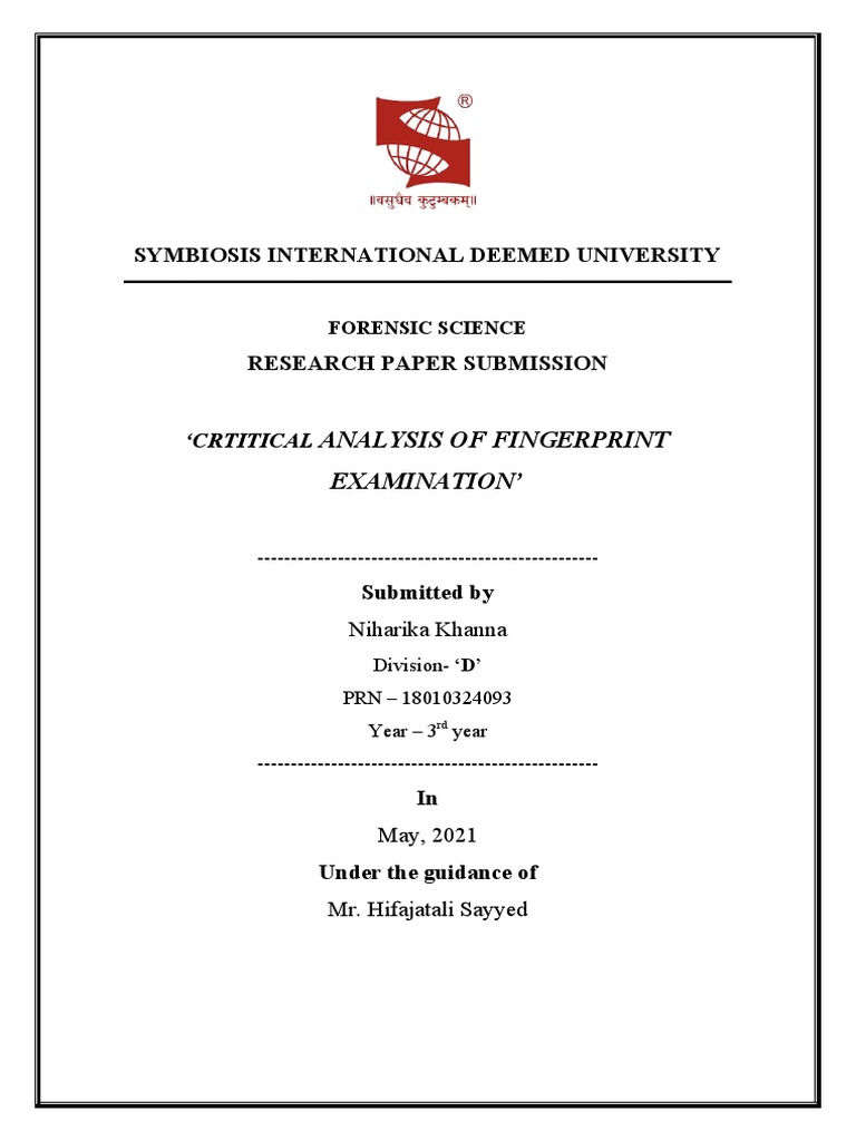 Fingerprint Examination in Forensics | PDF | Fingerprint | Forensic Science
