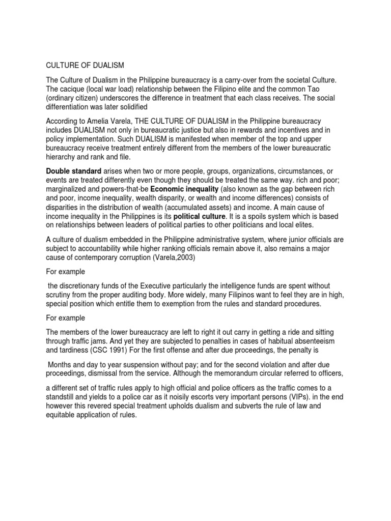 Culture of Dualism Final Discussion PDF | PDF | Retirement | Employment