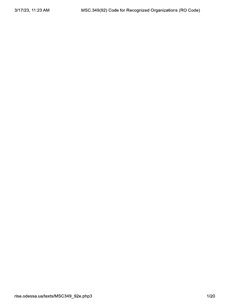 IMO RES - MSC349 (92) Code For Recognized Organization (RO Code) PDF | PDF