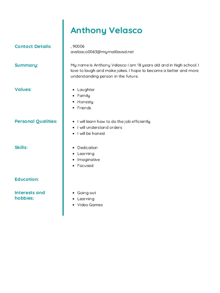 anthony velasco resume | PDF anthony velasco resume | PDF