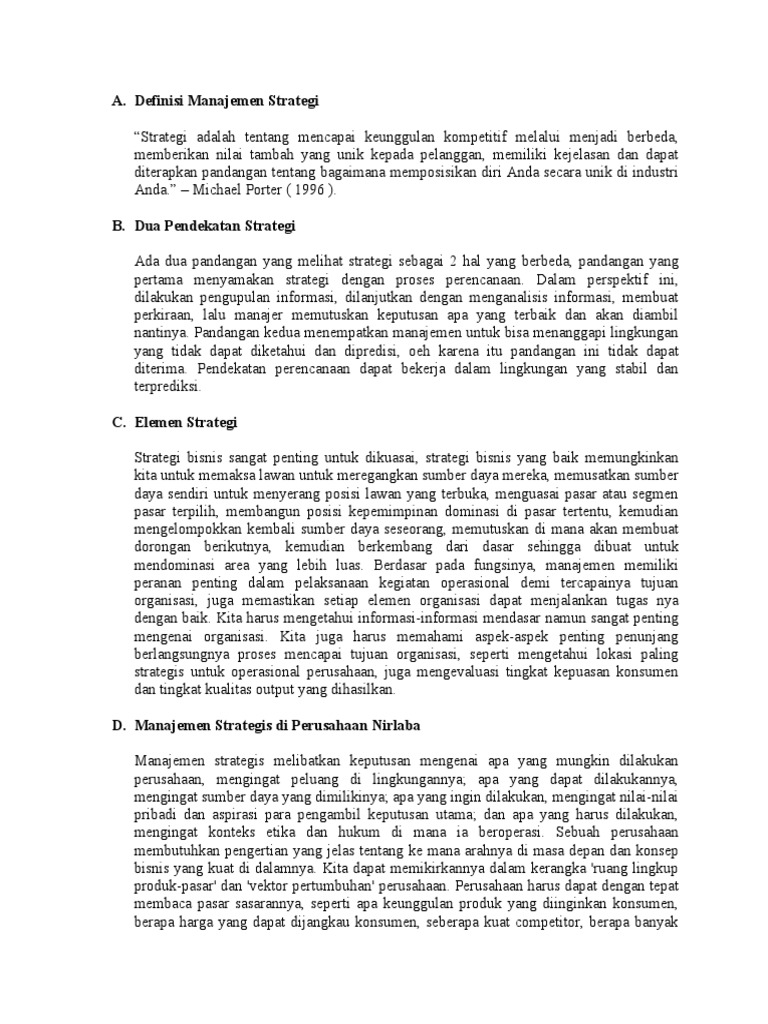 Definisi Manajemen Strategi | PDF
