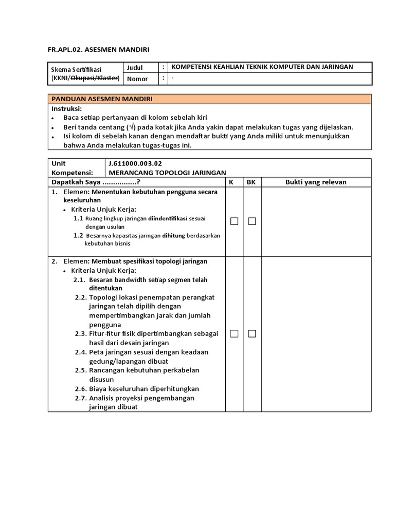 FR - Apl.02. Asesmen Mandiri | PDF