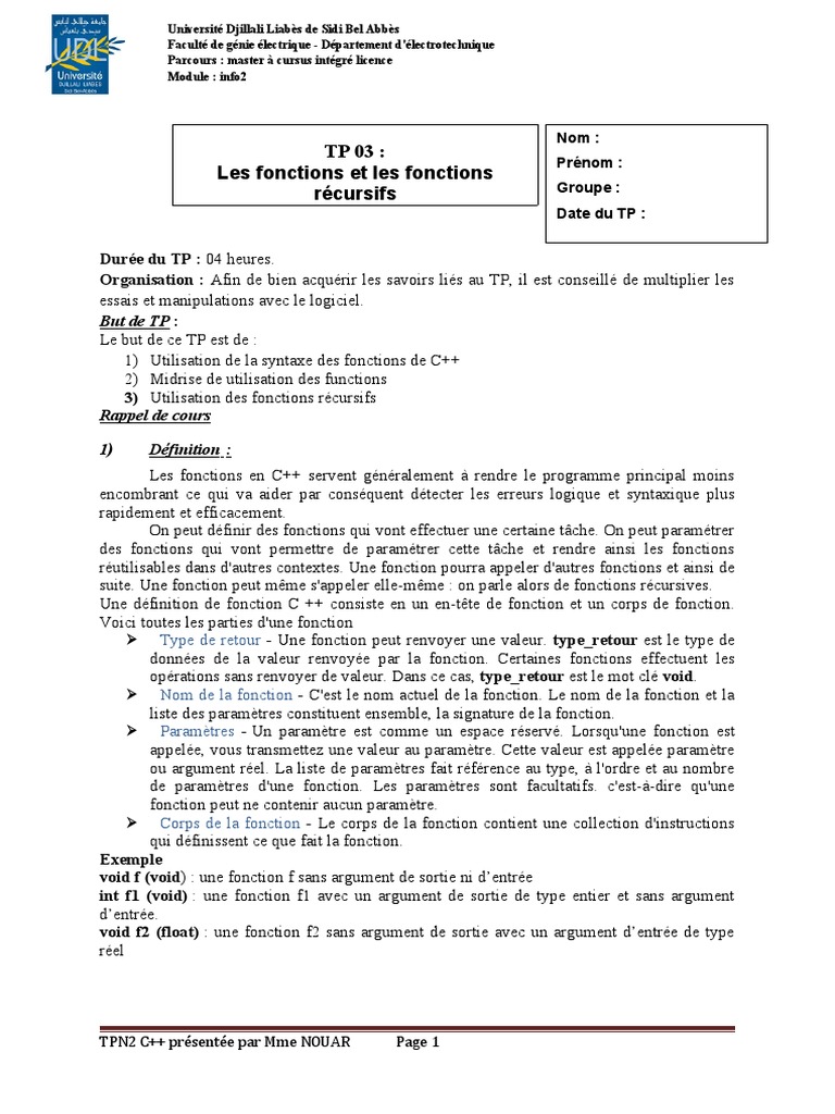 Fonctions et récursivité en C++ | PDF | C ++ | Programme informatique