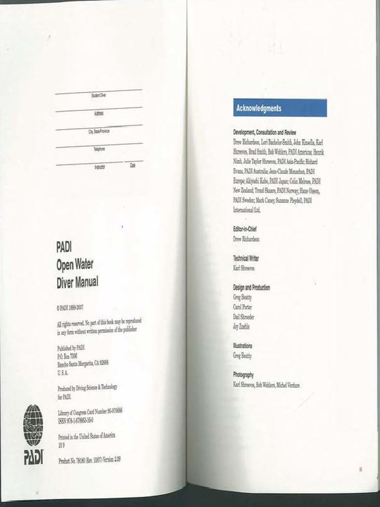 Padi Open Water Manual PDF | PDF