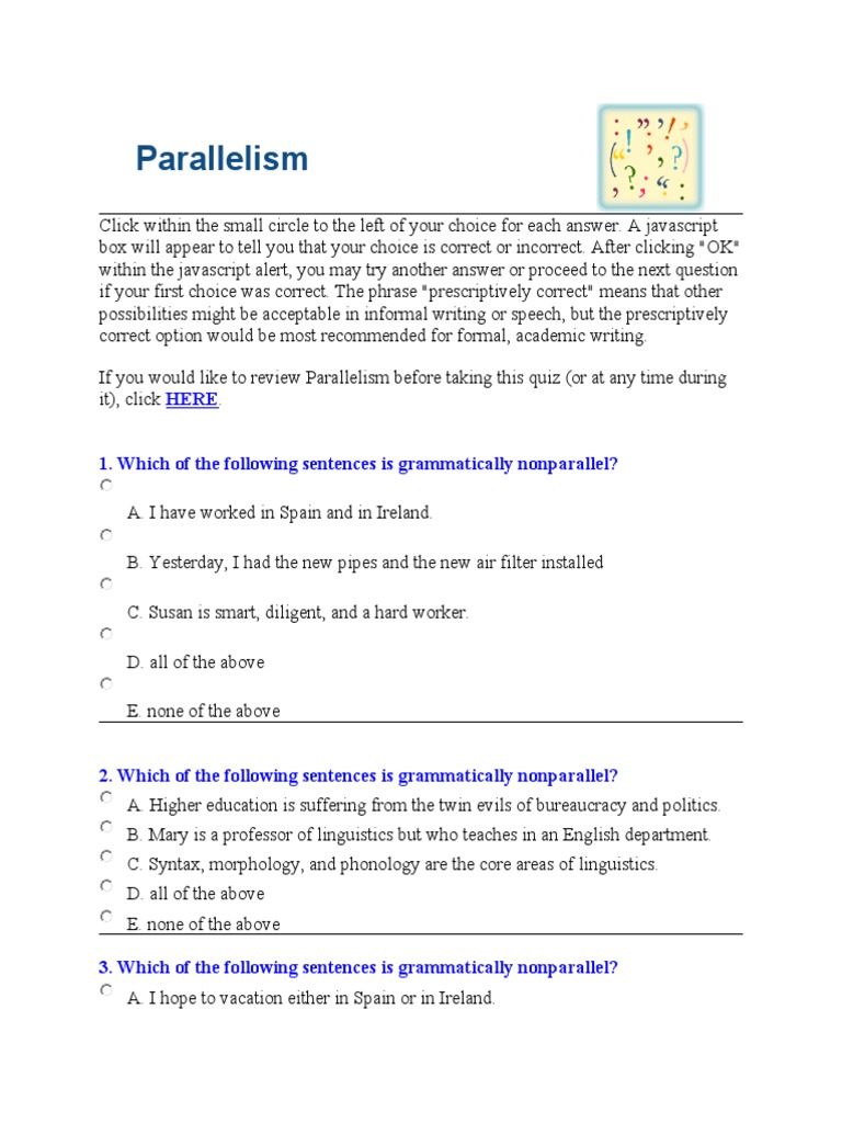 Parallelism | PDF | Grammar | Linguistics Parallelism | PDF | Grammar | Linguistics