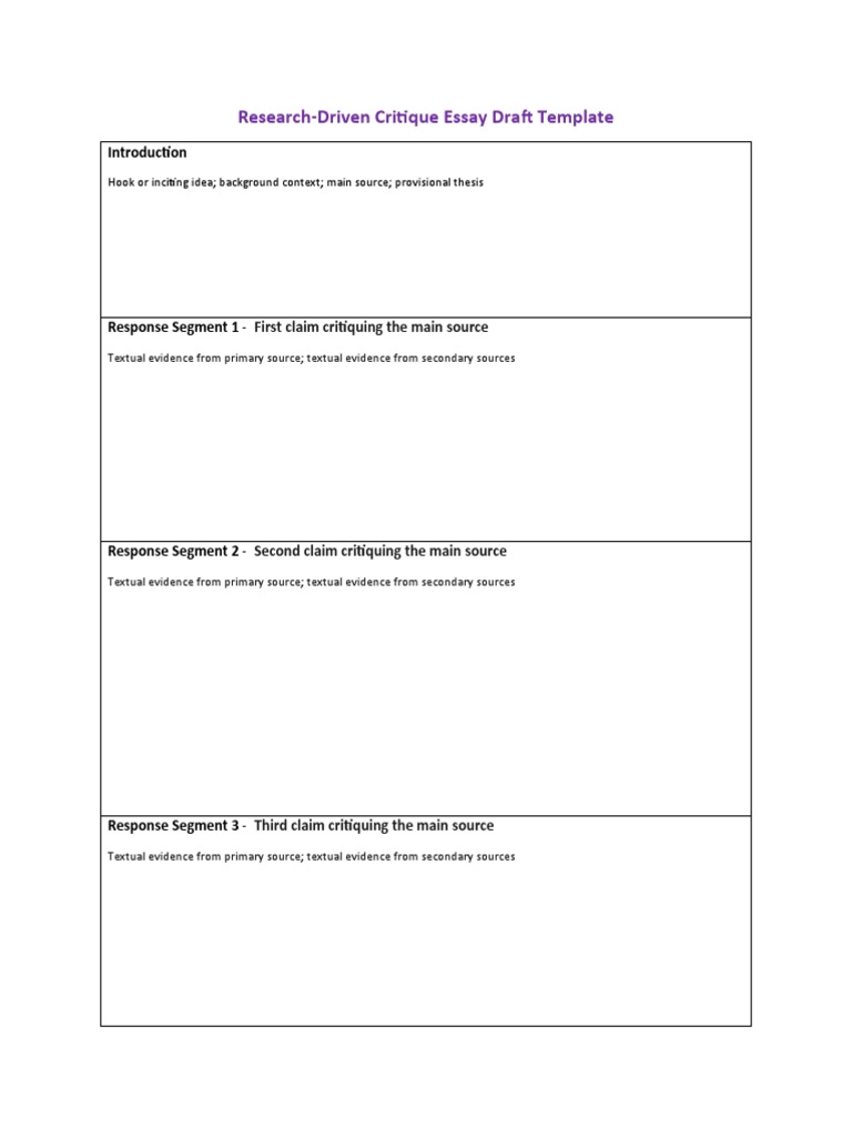 Research-Driven Critique Essay Draft Template | PDF