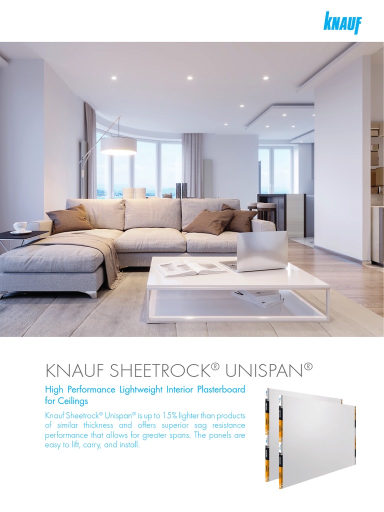 Knauf Sheetrock Unispan 9.5mm - Technical Datasheet - PB19 - LE - FL ...