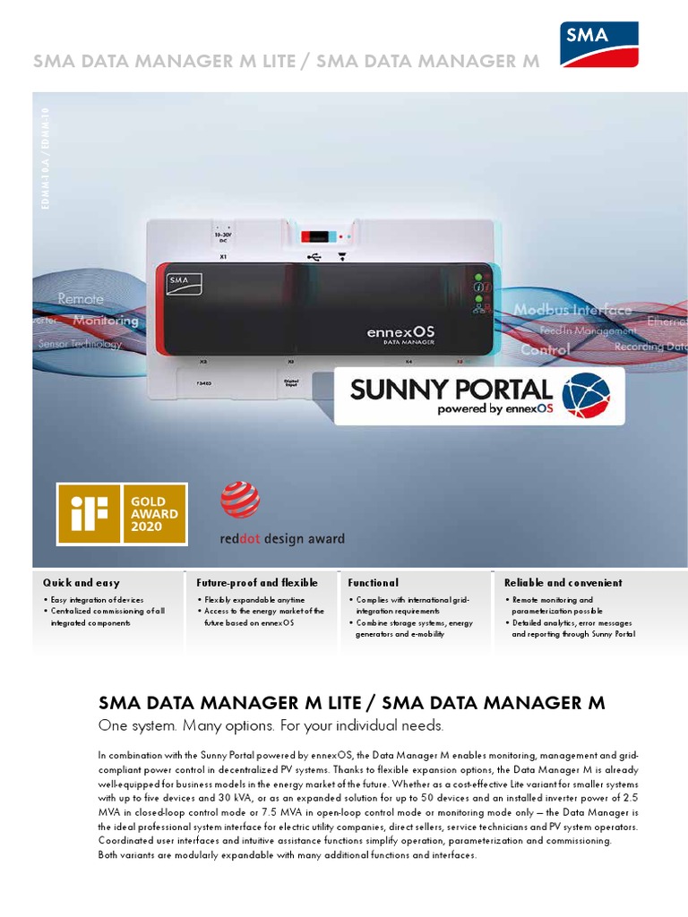SMA Data Manager | PDF | Photovoltaic System | Electrical Grid