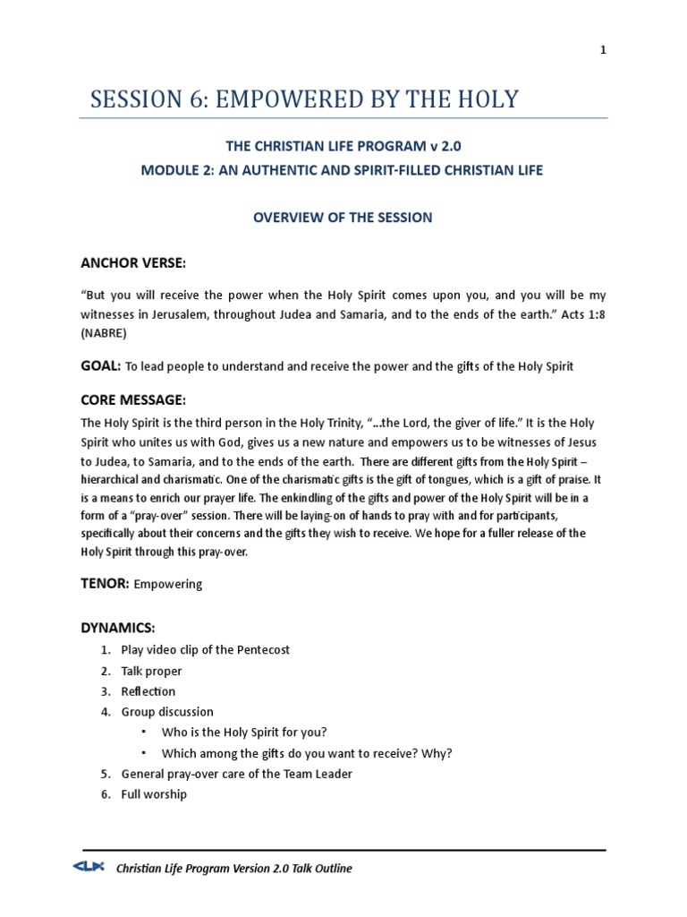 CLP v2.0 - Session 6 Empowered by The Holy Spirit | PDF | Spiritual ...