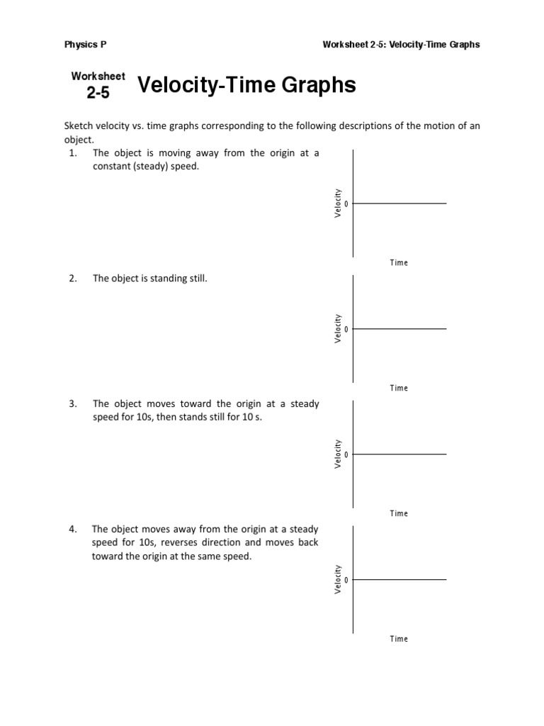 Physics P Worksheet 2-5: Interpreting Velocity-Time Graphs | PDF ...
