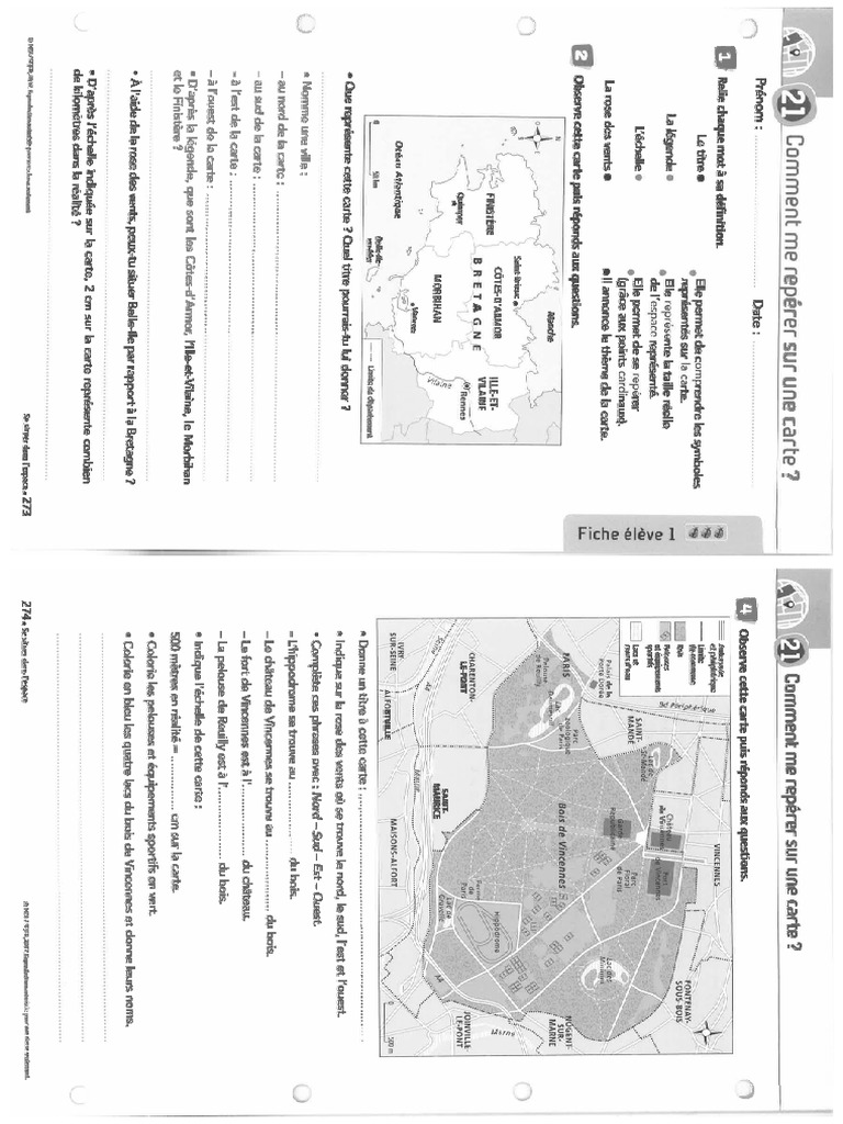 Se Reperer Sur Une Carte Fiche Eleve PDF | PDF