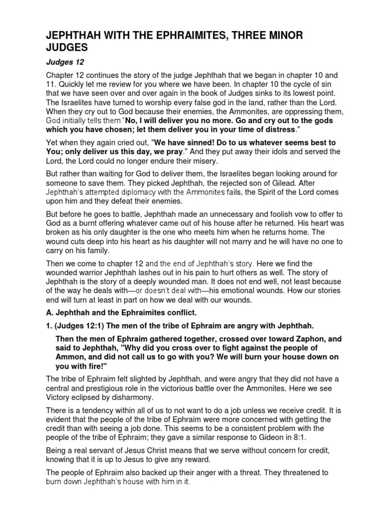 Jephthah With The Ephraimites | PDF