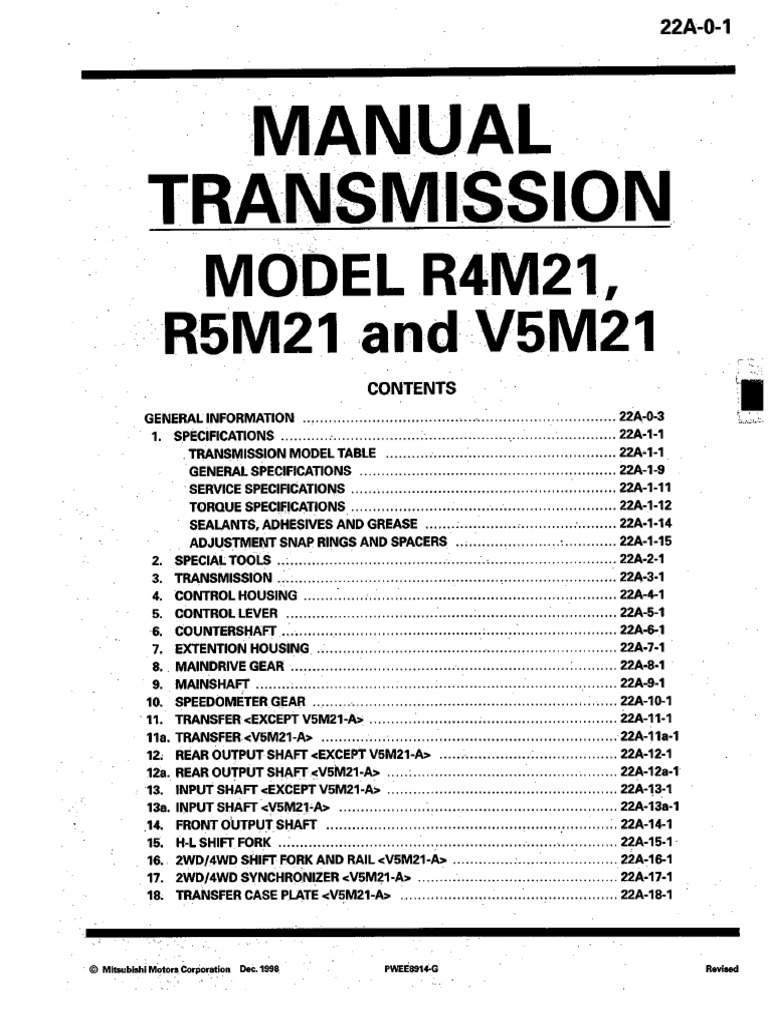 r4m21 r5m21 v5m21 Service Repair Manuals | PDF | Manual Transmission ...