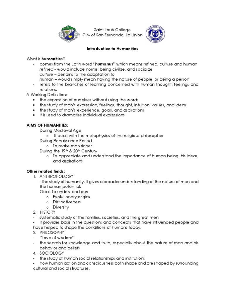 1 - Introduction To Humanities Study Notes | PDF | Humanities | Idea