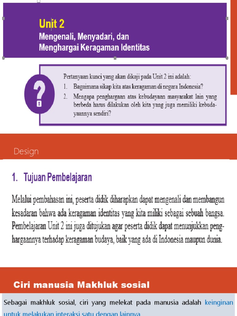 Unit 2 Mengenali, Menyadari, Dan Menghargai Keragaman Identitas - 1 | PDF