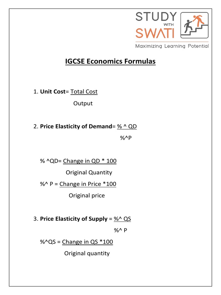 Igcse Economics Formulas Pdf
