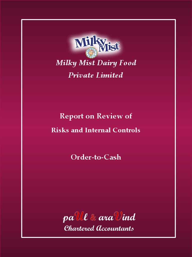 Milky Mist Dairy Food Private Limited: Report On Review of | Download Free PDF | Internal ...