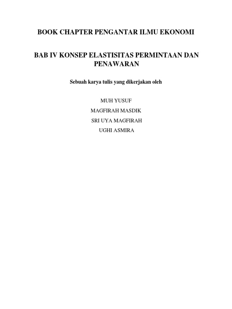 Book Chapter. Konsep Elastisitas Permintaan Dan Penawaran PDF | PDF