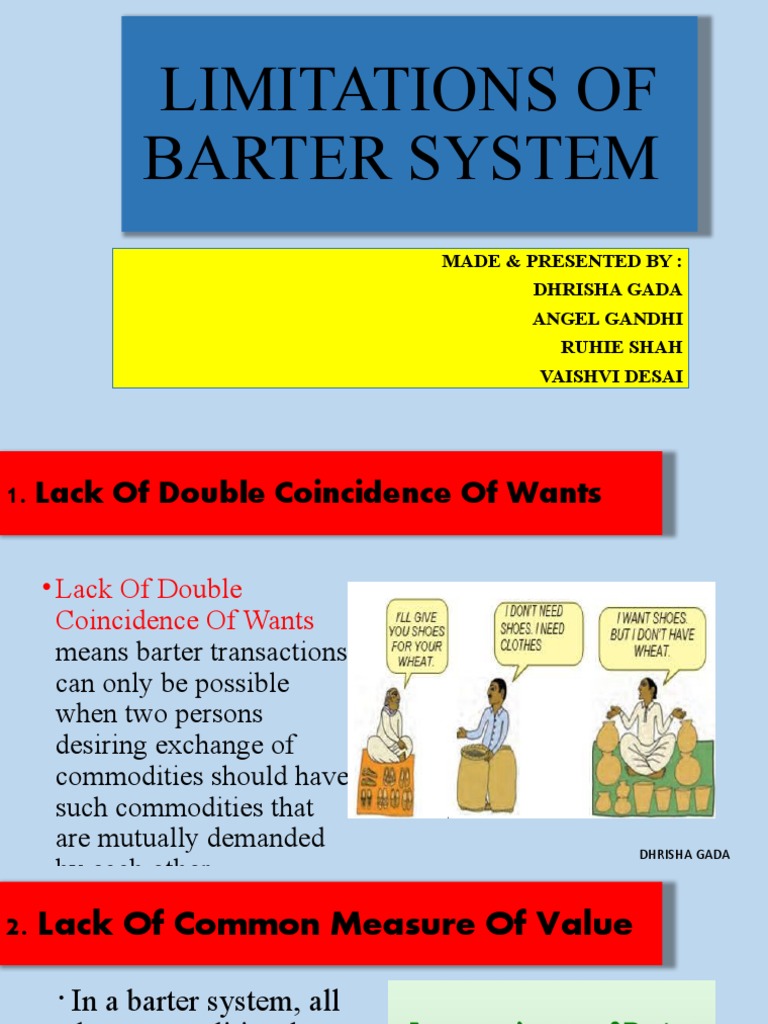 Limitations of Barter System | PDF