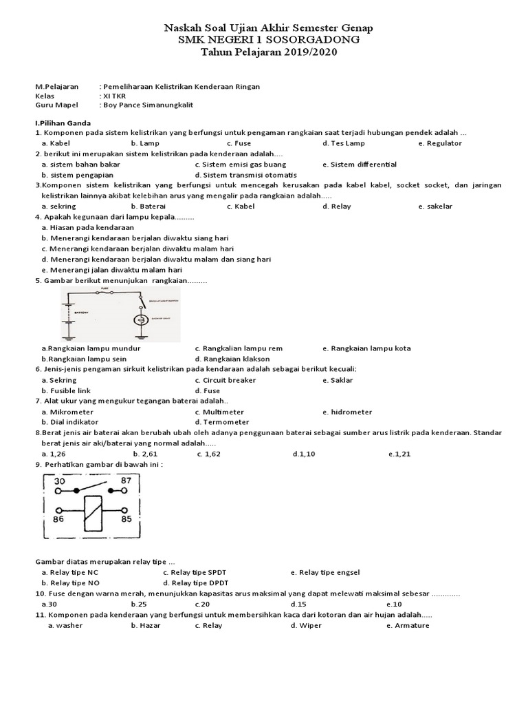 Naskah Soal Ujian Akhir Semester Ganjil 1 | PDF