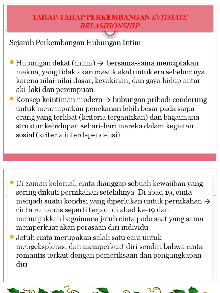 Tahap-Tahap Perkembangan Intimate Relashionship | PDF