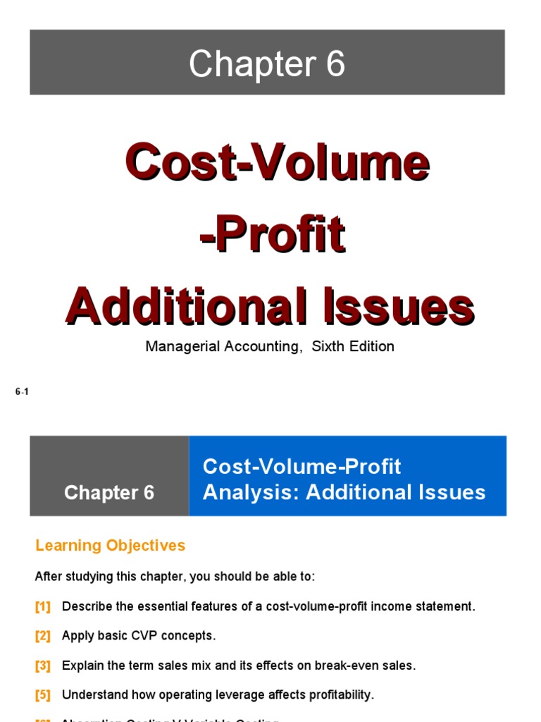BAB 2024 CH06 - Cost Volume Profit Analysis-Add - Issue. | PDF | Leverage (Finance) | Financial ...