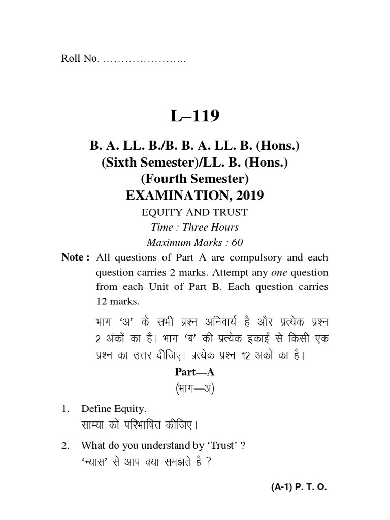 Examination of Equity and Trust Law Principles through Analysis of Past ...