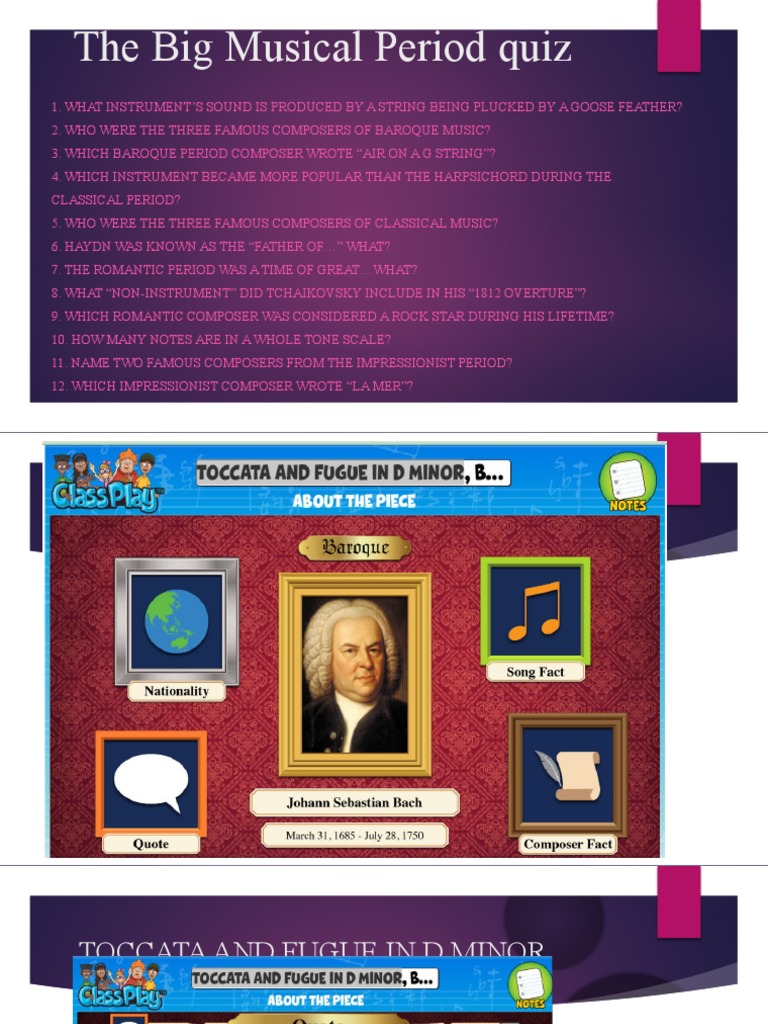 The Big Musical Period Quiz & Activities | PDF | Foreign Language ...