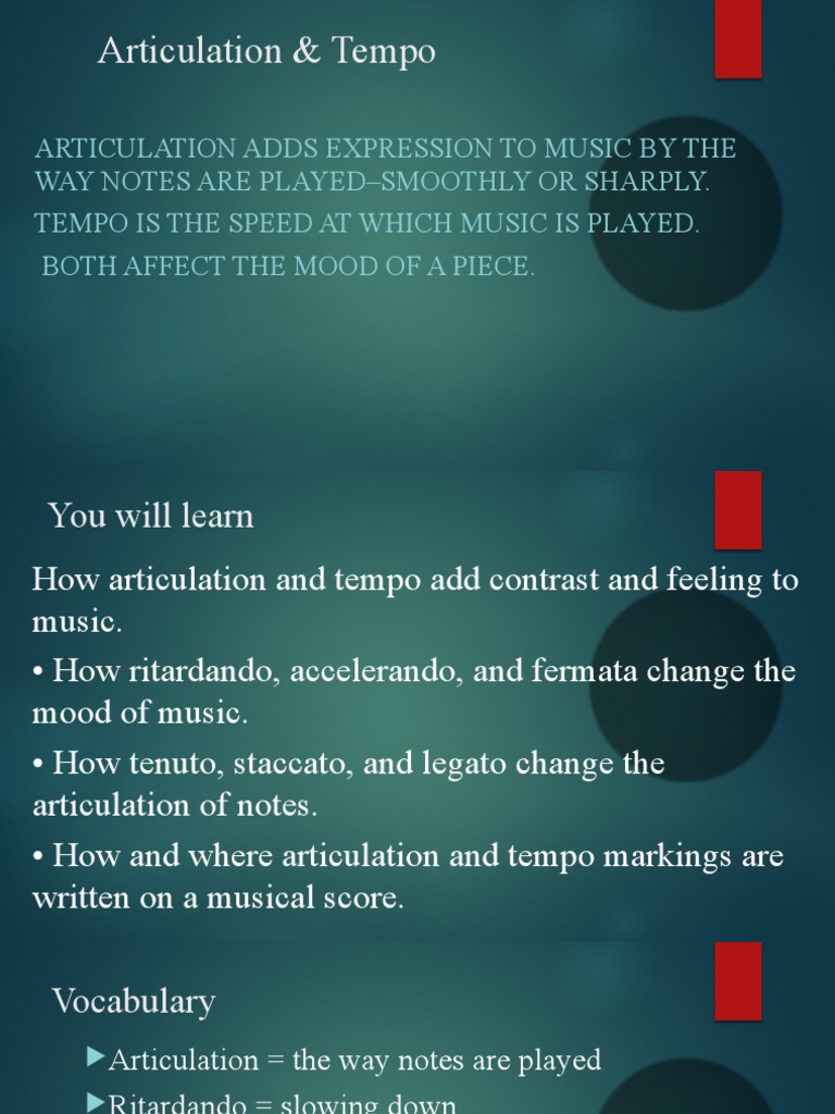 Articulation & Tempo | PDF | Tempo | Musical Notation