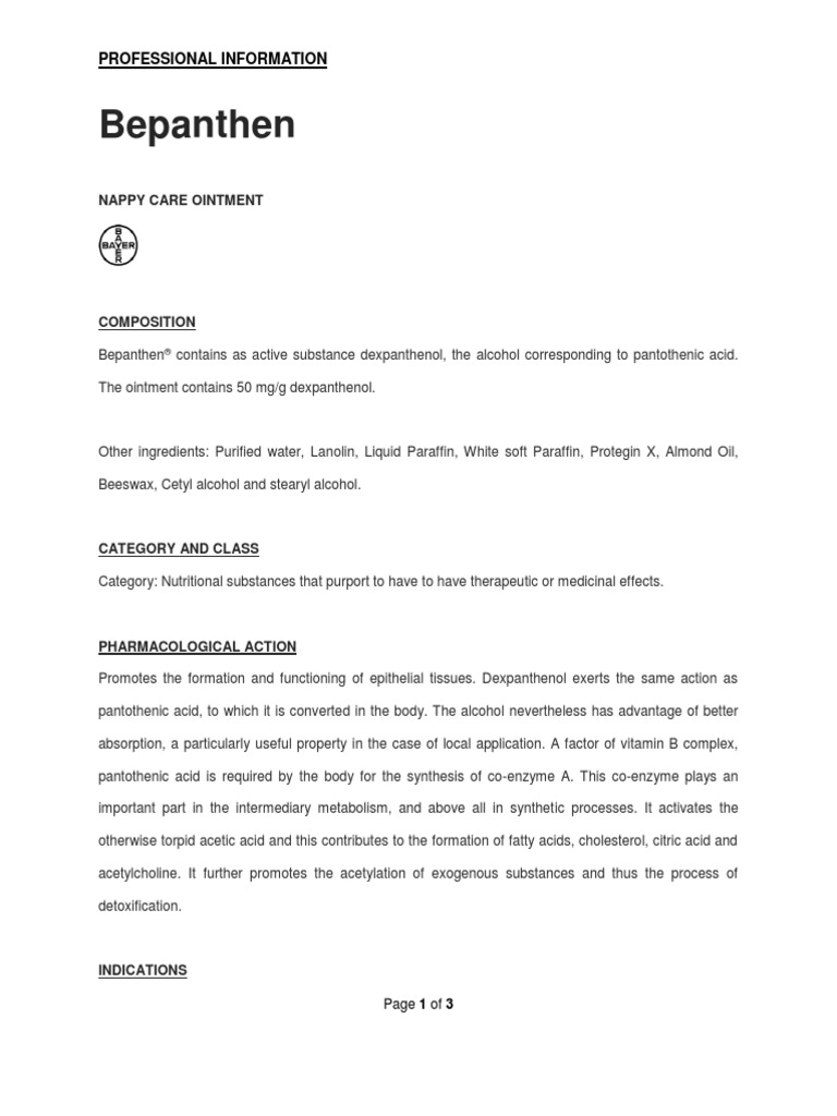 Bepanthen Ointment Professional Information PDF | PDF | Topical ...