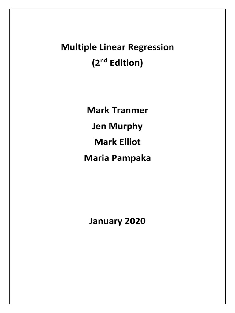 Multiple Linear Regression | PDF | Regression Analysis | Errors And Residuals