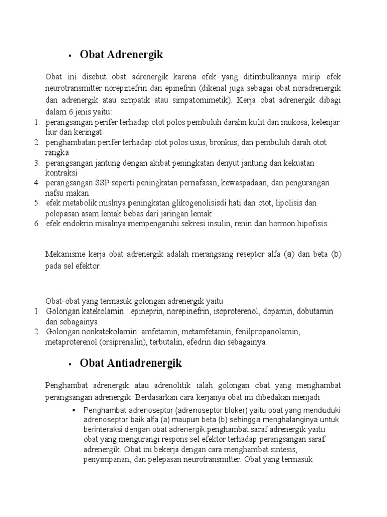 Obat Adrenergik | PDF | Kesehatan Holistik | Sains & Matematika