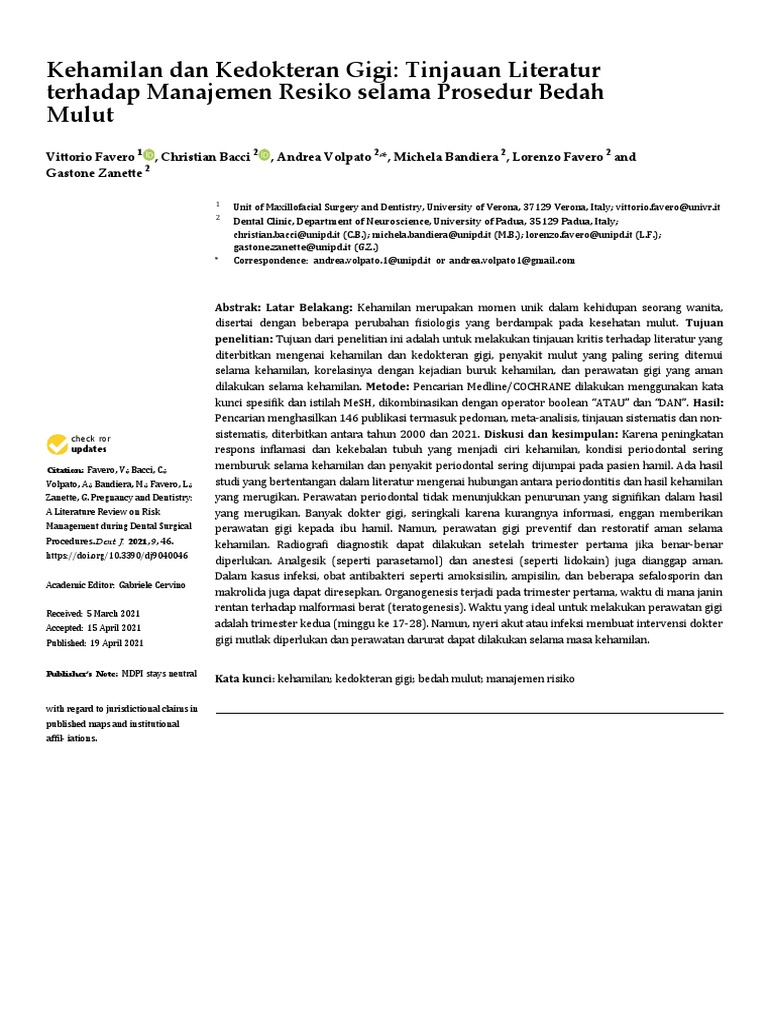 Kehamilan & Perawatan Gigi | PDF