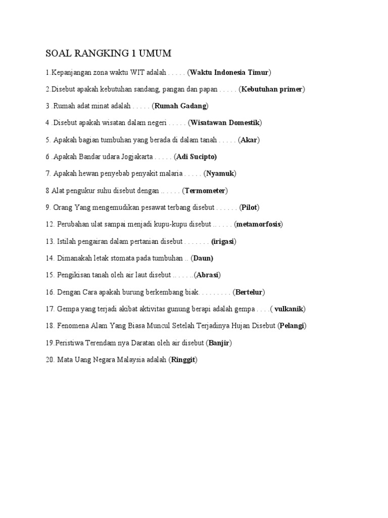 Soal Rangking 1 Umum | PDF