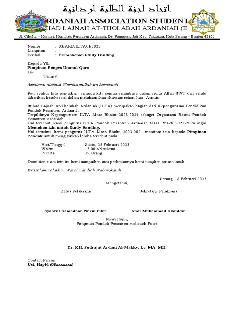 Surat Izin Study Banding | PDF