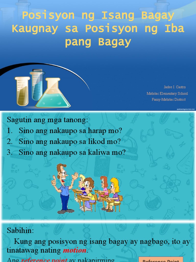 Posisyon NG Isang Bagay Kaugnay Sa Posisyon NG Iba Pang Bagay | PDF