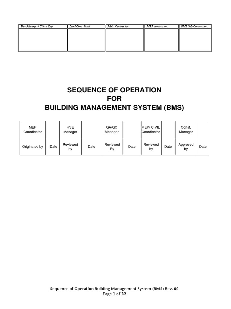 BMS Sequence of Operation for AHU and VAV Systems | PDF | Building ...
