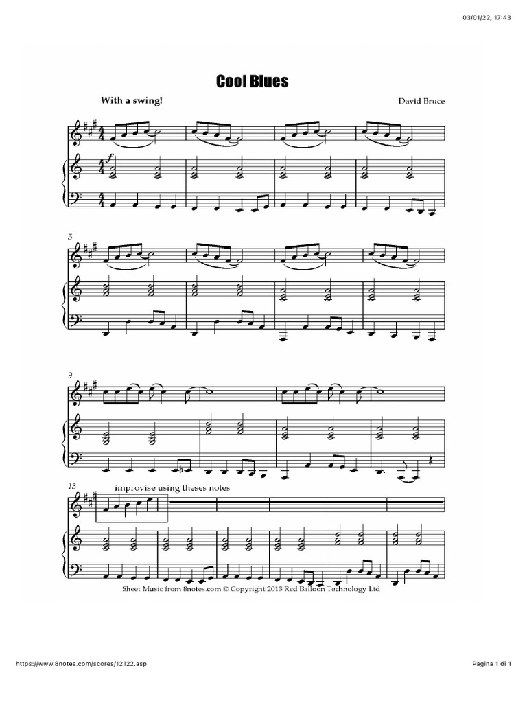 Brano Blues Sax Alto Easy | PDF