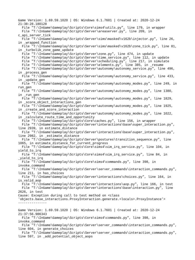Sims 4 Script Error Log Analysis | PDF | Microsoft Windows | Server (Computing)