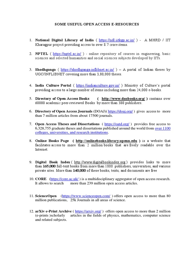 Some Useful Open Access e | PDF | Bio Med Central | Open Access