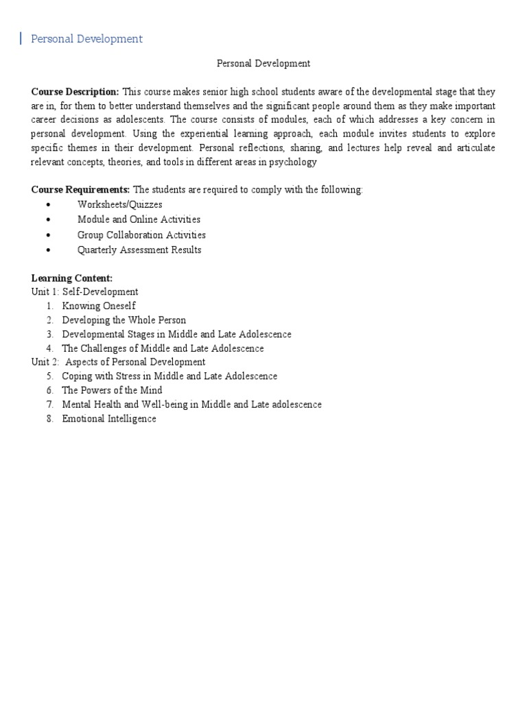 Personal Development Module 2023 | PDF