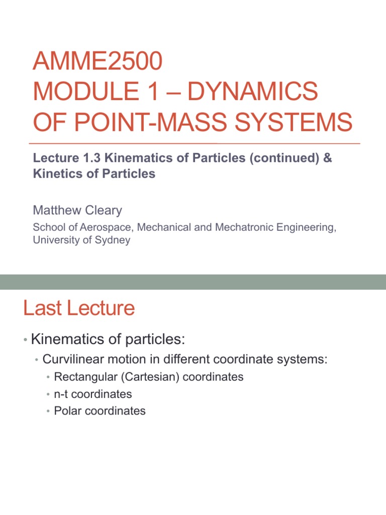 Lecture 1.3 - Week 2 Wednesday - Kinematics and Kinetics | PDF | Force | Kinematics