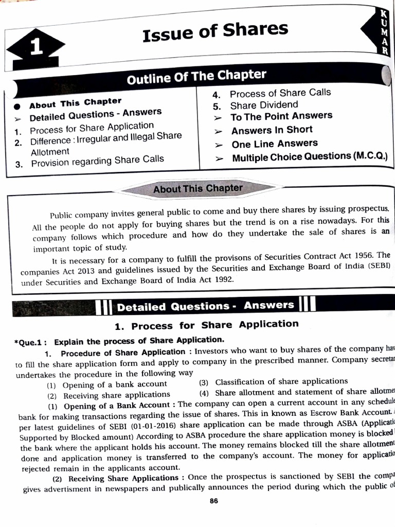 (12th) (Sub - SP) (Part - 2) (Ch-1 Issue of Shares) PDF | PDF