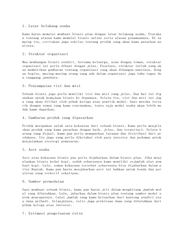 Latar Belakang Usaha | PDF