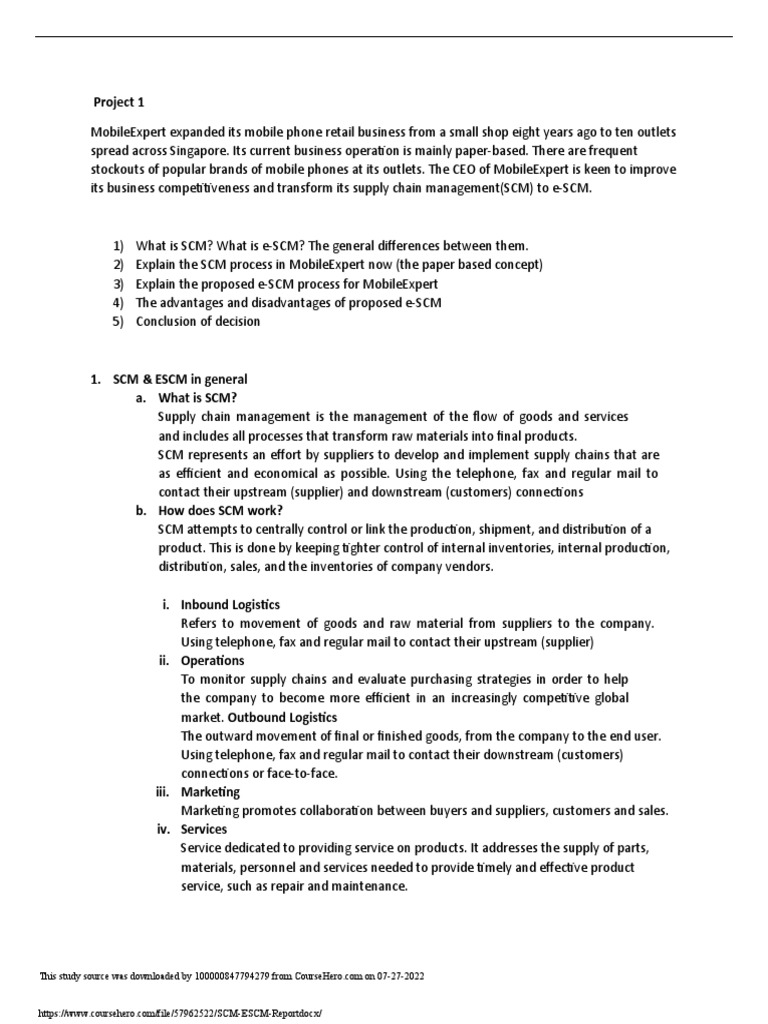 SCM ESCM Report | PDF | Supply Chain Management | Supply Chain