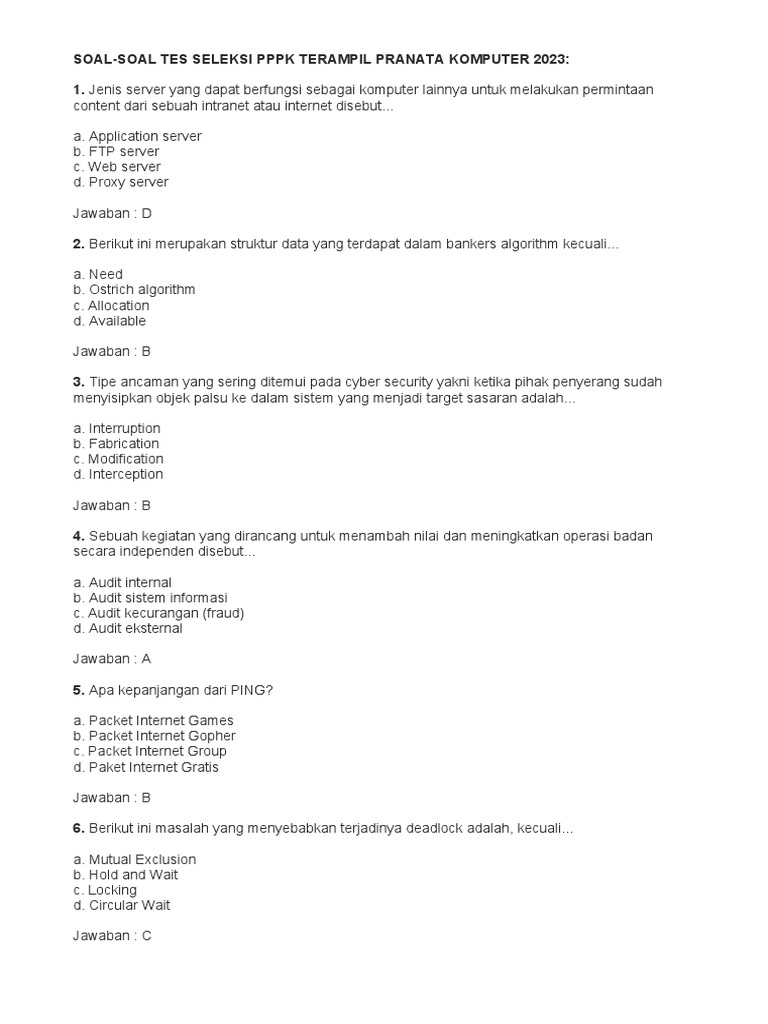 Soal PPPK Pranta Komputer | PDF