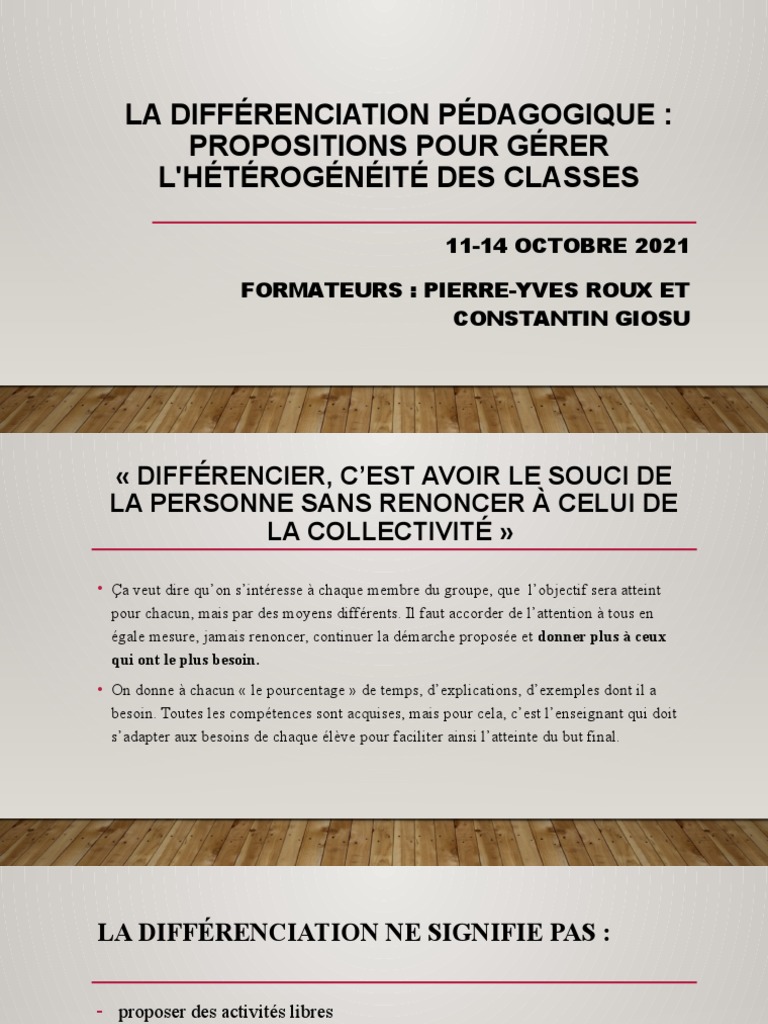 PPT Cerc - La Différenciation Pédagogique | PDF | Instruction différenciée | Pédagogie